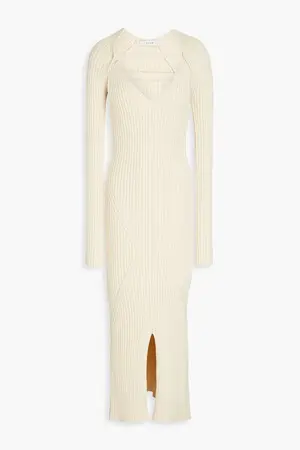 Lvir Ribbed-Knit Midi Dress And Cardigan Set - Cream