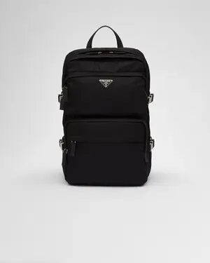 Prada Re-nylon And Saffiano Leather Backpack - Black