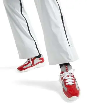 Prada America's Cup Biker Fabric Sneakers - Red