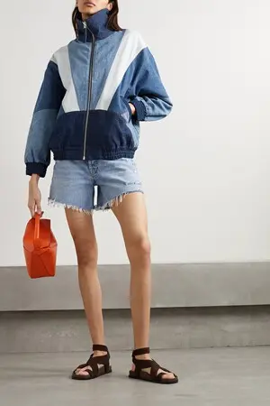 Farm Rio Patchwork Denim Jacket - Blue