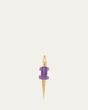 BIBI VAN DER VELDEN 18k Yellow Alligator Bite Drop Earring With Tsavorite And Amethyst - Gold