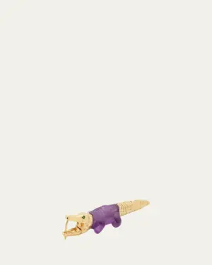 BIBI VAN DER VELDEN 18k Yellow Alligator Bite Drop Earring With Tsavorite And Amethyst - Gold