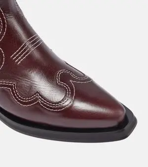 GANNI Embroidered Leather Cowboy Boots
