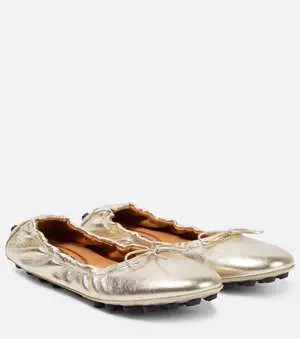 TOD'S Leather Ballet Flats - White