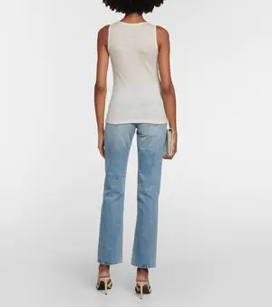 Saint Laurent Cassandre Ribbed-knit Wool Tank Top - Beige