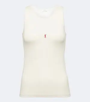 Saint Laurent Cassandre Ribbed-knit Wool Tank Top - Beige