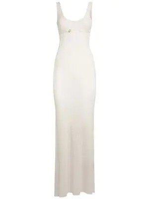 Jacquemus La Robe Maille Oranger Jersey Long Dress - White