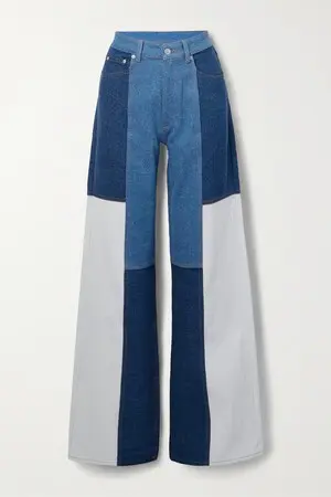Farm Rio Patchwork High-Rise Wide-Leg Jeans In Blue - 50% Off  display picture 1