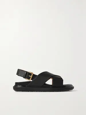 Marni Fussbett Leather Slingback Sandals - Black