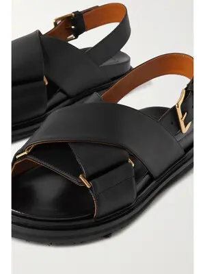 Marni Fussbett Leather Slingback Sandals - Black