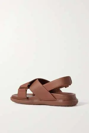Marni Fussbett Leather Slingback Sandals - Brown