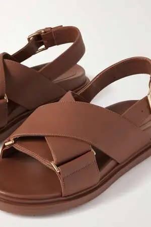 Marni Fussbett Leather Slingback Sandals - Brown