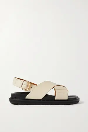 Marni Fussbett Leather Slingback Sandals - White