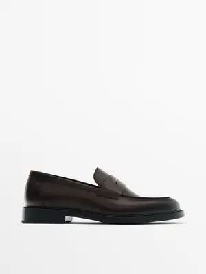 Massimo Dutti Leather Penny Loafers