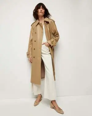 Veronica Beard Conneley Vegan Leather Dickey Trench Coat