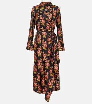 ETRO Etro Floral Silk Twill Wrap Midi Dress