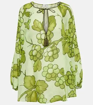 Etro Printed Ramie Tunic - Green