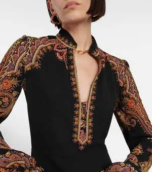 Etro Paisley Midi Dress - Black