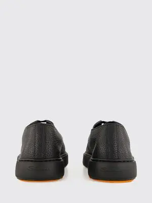 Santoni Lace-up Low-top Sneakers In Grained Calf Leather With A Rubber Sole