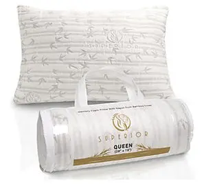 SUPERIOR Memory Foam Solid Pillow With Bamboo C Over, Queen