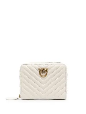 Pinko Logo-plaque Quilted Leather Wallet White