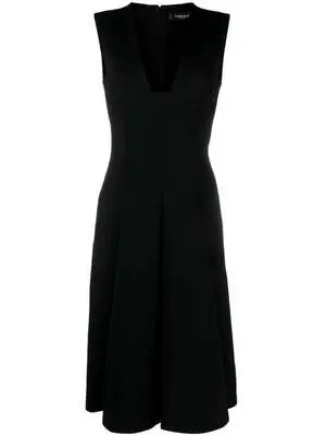 Versace Box-pleat Midi Dress - Black
