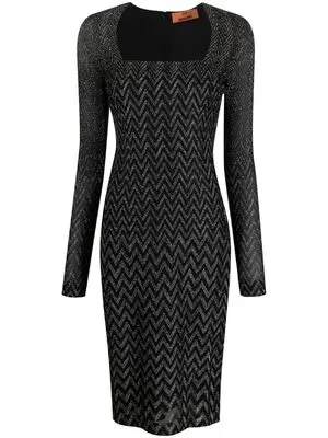 Missoni Metallic Zigzag Midi Dress - Black