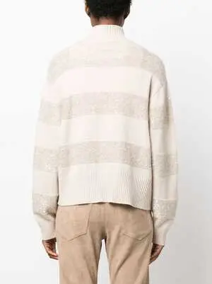 Brunello Cucinelli Striped Roll-neck Sweater - Neutrals
