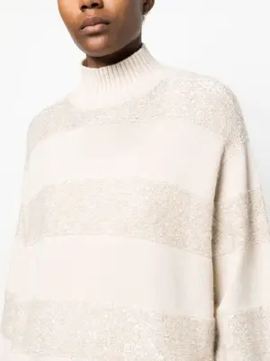 Brunello Cucinelli Striped Roll-neck Sweater - Neutrals