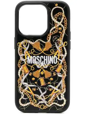 Moschino Graphic-print Iphone 14 Pro Case - Black