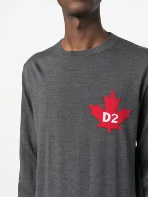 Dsquared2 Maple Leaf-motif Sweater - Grey
