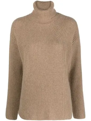 P.a.r.o.s.h Ribbed-knit Cashmere Rollneck Jumper - Brown