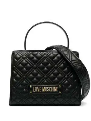 Moschino Logo-lettering Quilted Tote Bag - Black