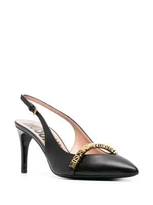 Moschino 85mm Logo-lettering Slingback Pumps
