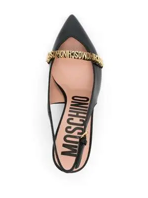 Moschino 85mm Logo-lettering Slingback Pumps