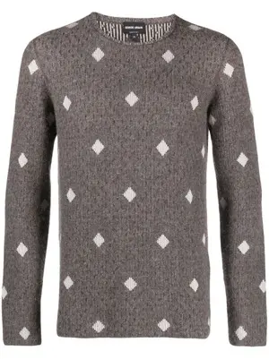 Giorgio Armani Diamond-jacquard Crew-neck Jumper