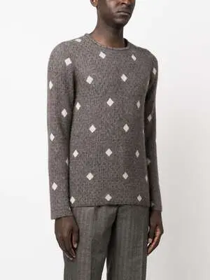 Giorgio Armani Diamond-jacquard Crew-neck Jumper
