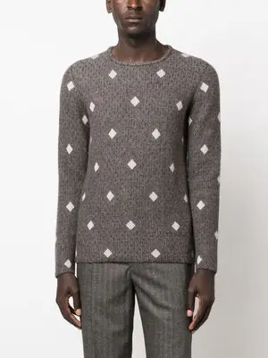 Giorgio Armani Diamond-jacquard Crew-neck Jumper