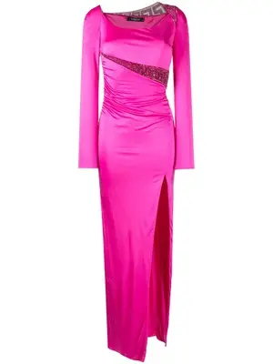 Versace Greca Crystal-embellished Jersey Gown - Pink