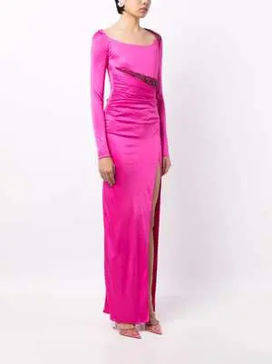 Versace Greca Crystal-embellished Jersey Gown