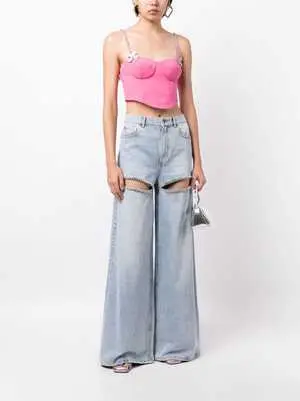 AREA Butterfly-appliqué Bustier Top