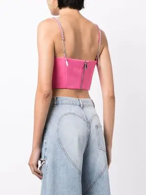 AREA Butterfly-appliqué Bustier Top