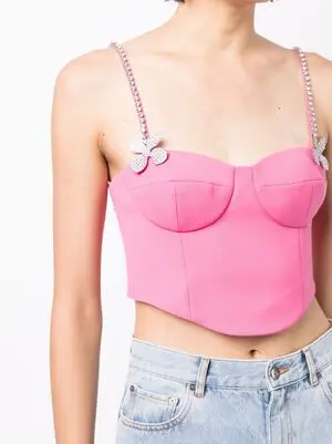 AREA Butterfly-appliqué Bustier Top