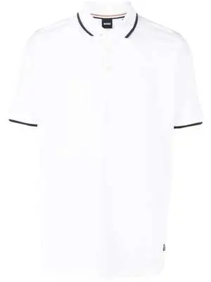 BOSS Logo-emed Cotton Polo Shirt - White
