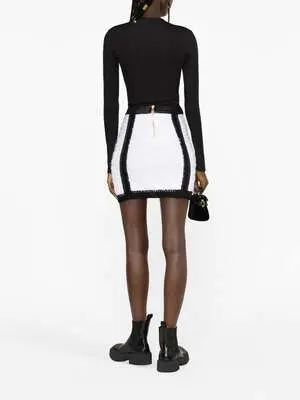 Balmain Button-embellished Tweed Miniskirt