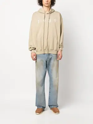 1989 STUDIO Logo Print Cotton Hoodie - Neutrals