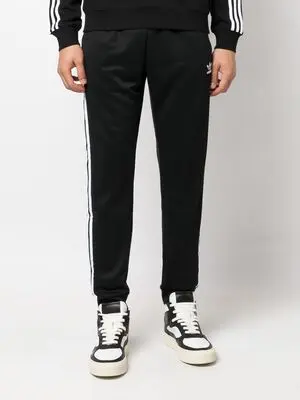 Adidas Embroidered-logo Tapered Track Pants - Black