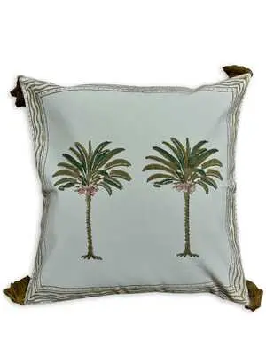 LES-OTTOMANS Palms Hand-printed Cushion