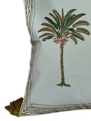 LES-OTTOMANS Palms Hand-printed Cushion