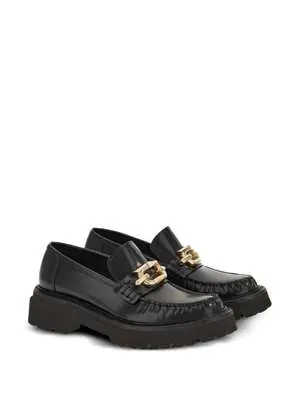 FERRAGAMO Gancini-buckle Leather Loafers - Black